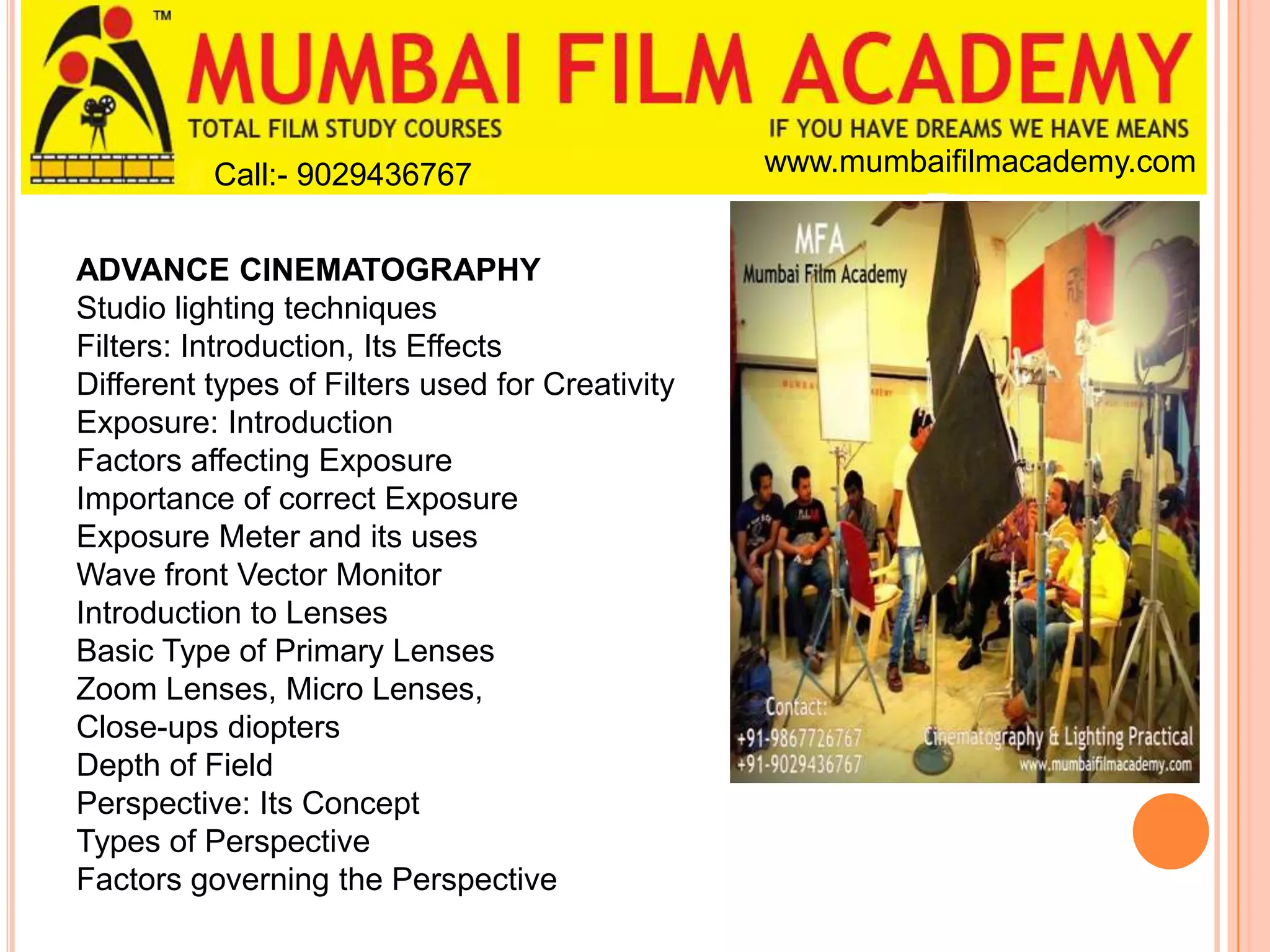 Cinematography courses in mumbai | PPTX