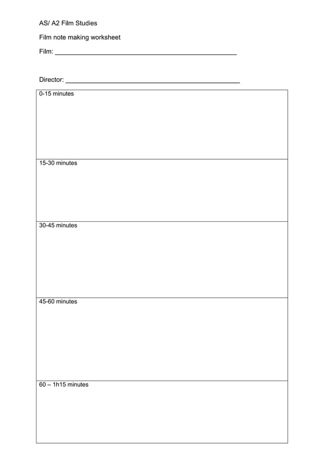 Film note making sheet | DOCX