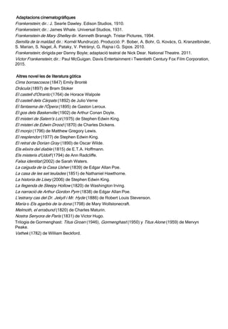 Filmografia i bibliografia de Frankenstein | PPTX