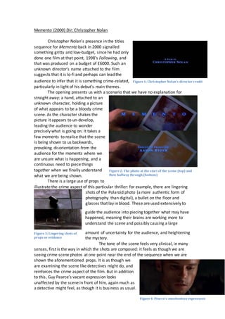 Film opening 4 memento analysis | DOCX