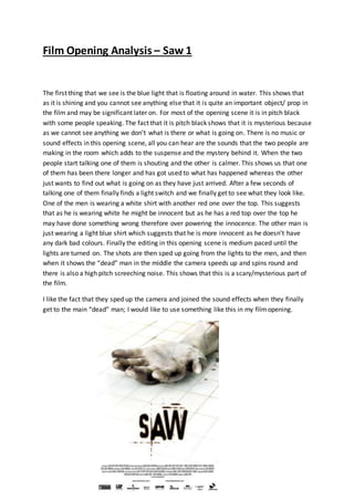 Film opening analysis saw | DOCX