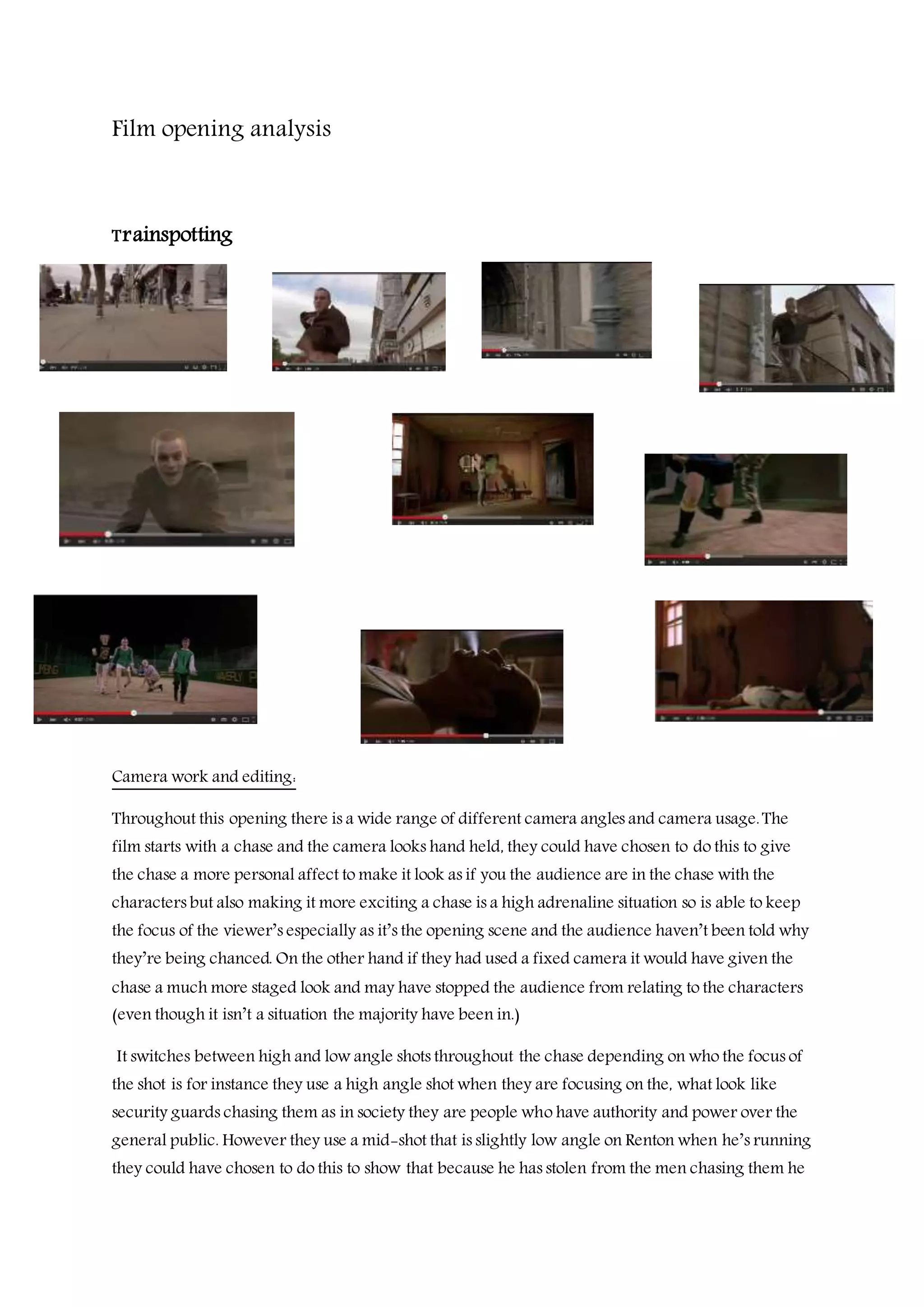 Film opening analysis trainspotting | DOCX