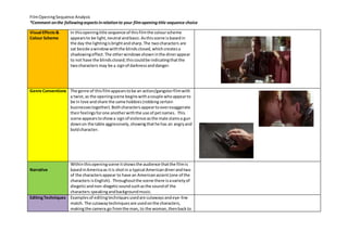 Film opening sequence analysis report sheet | PPT