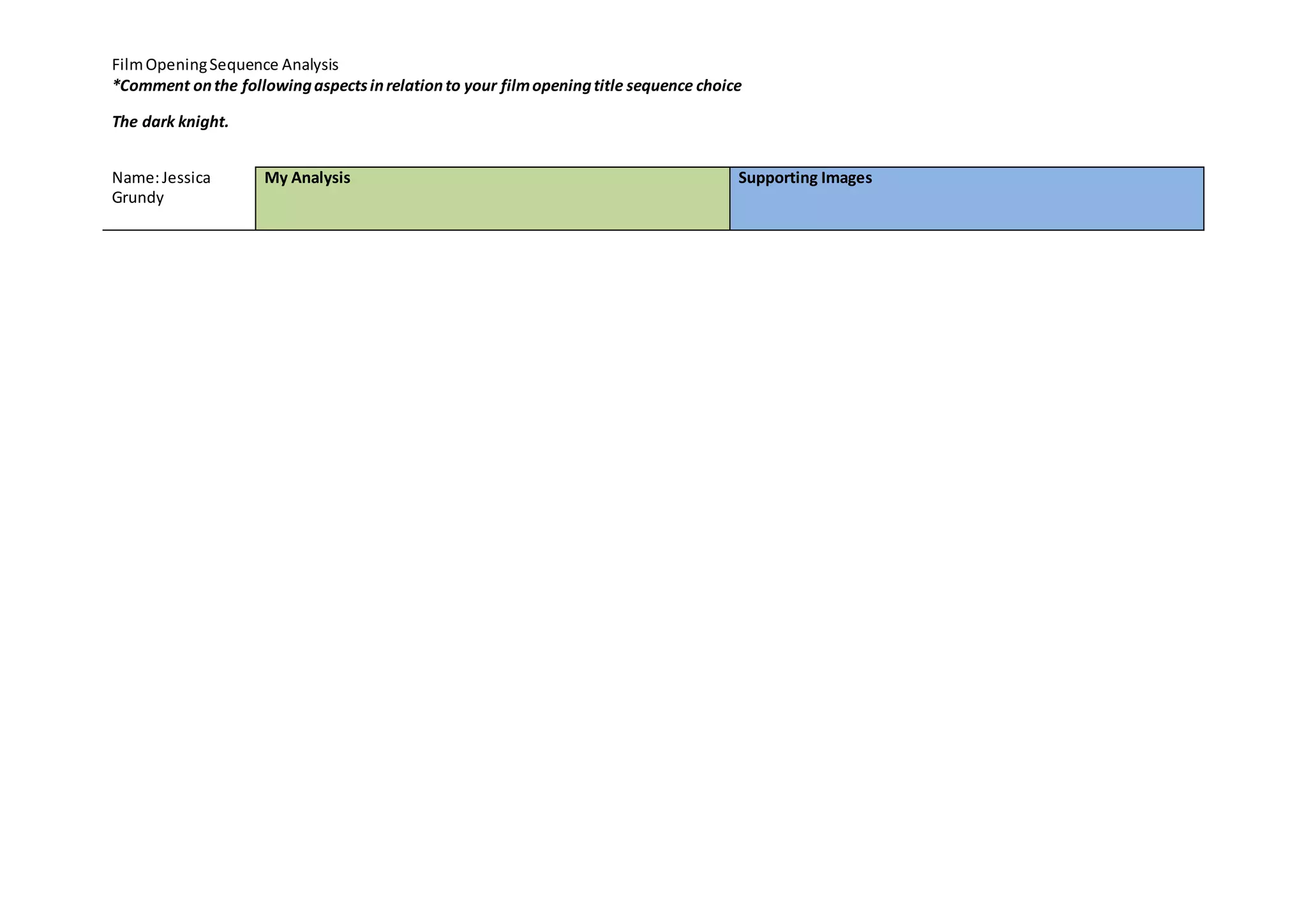 Film opening sequence analysis report sheet | DOCX
