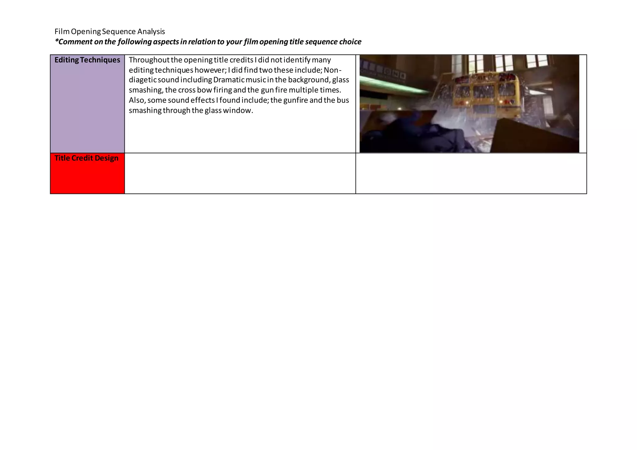 Film opening sequence analysis report sheet | DOCX