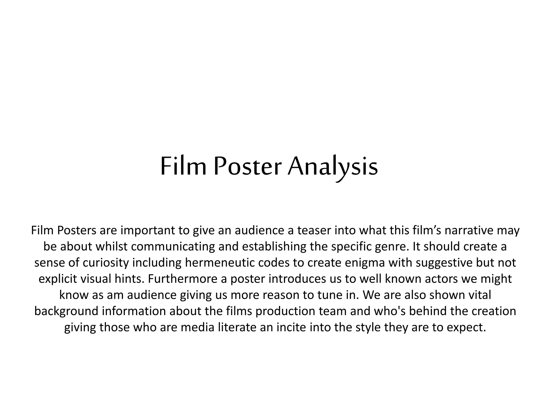 Film Poster Analysis | PPTX | Movies | Entertainment