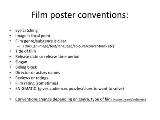 Film poster conventions and mark scheme | PPTX