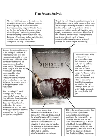 Horror Film Posters Analysis | PDF