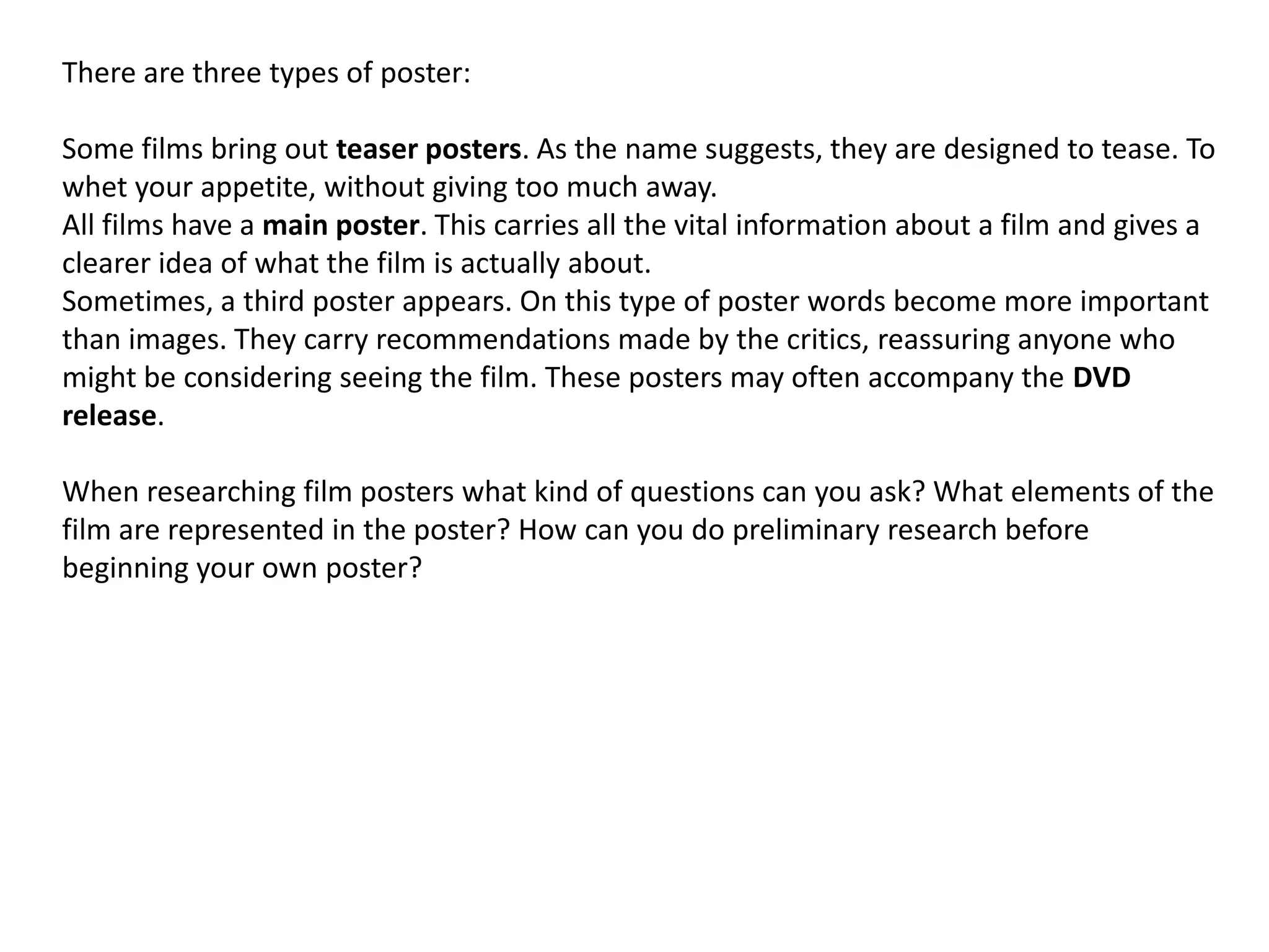 Film posters examples for research | PPTX