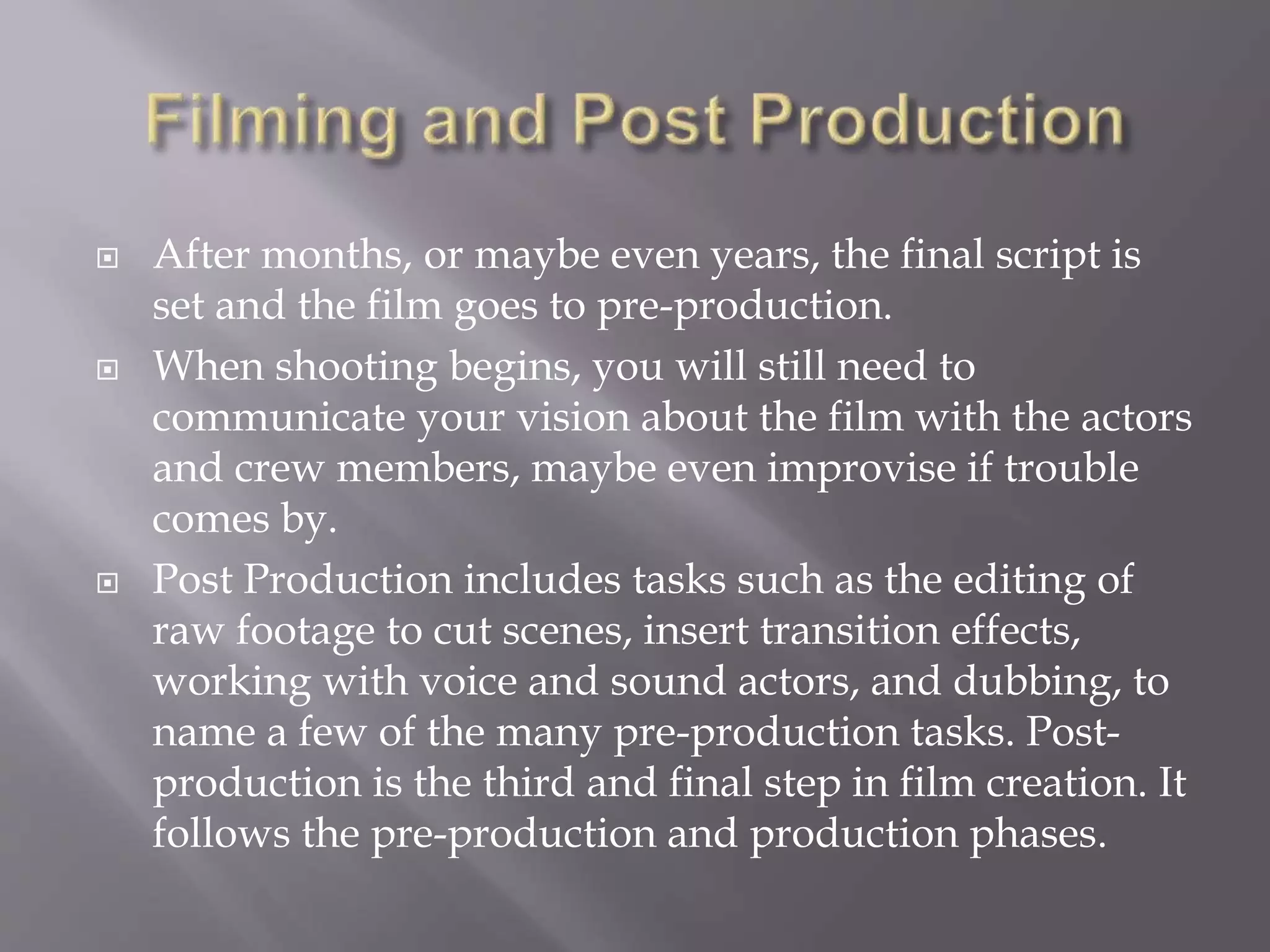 Film pre -production | PPTX