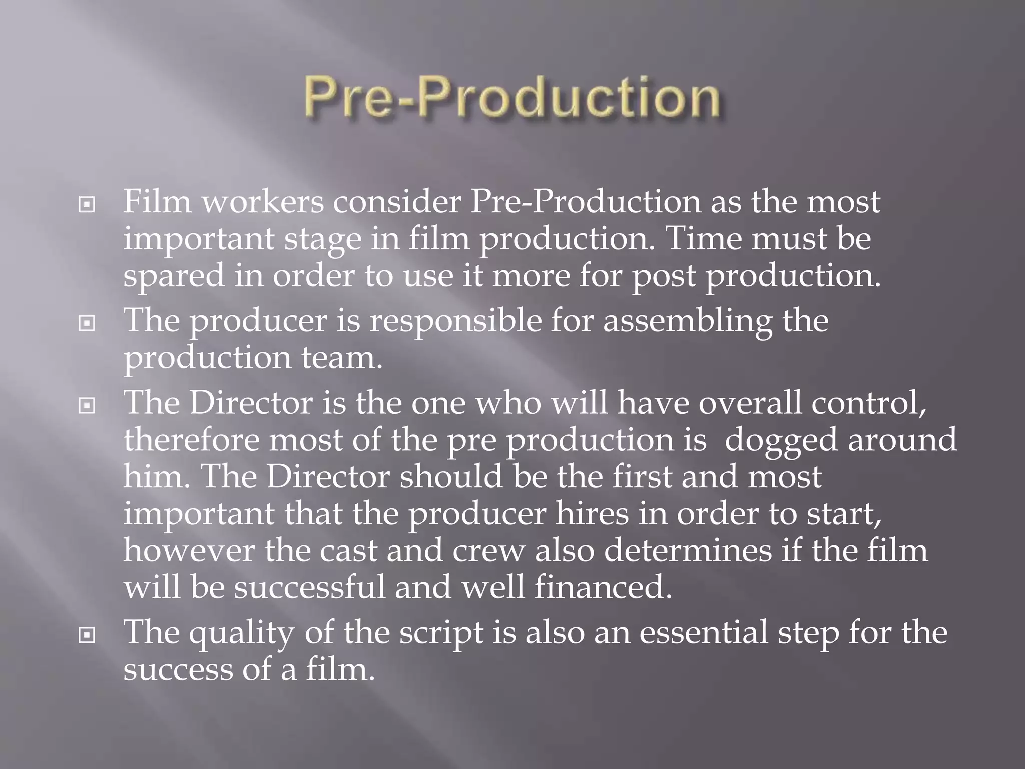 Film pre -production | PPTX