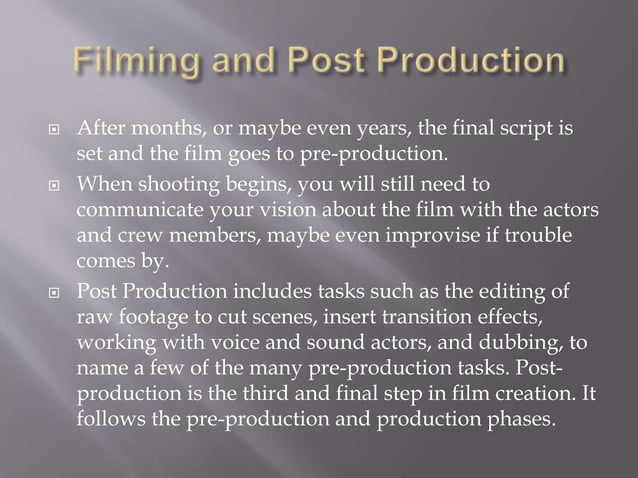 Film pre -production | PPTX | Screenwriting | Content Production