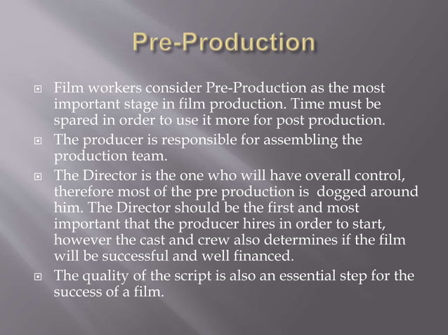 Film pre -production | PPTX | Screenwriting | Content Production