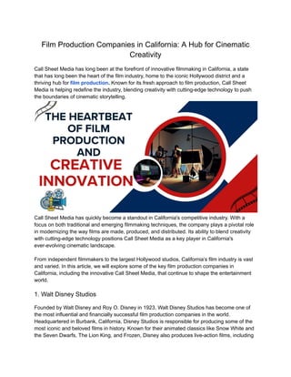 Film Production Companies in California_ A Hub for Cinematic Creativity ...