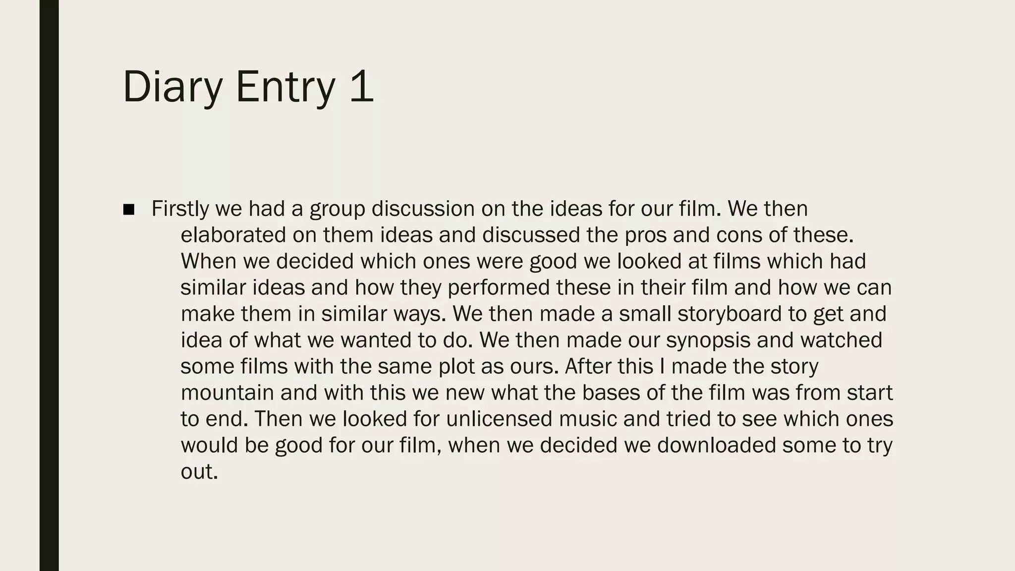 Film production diary | ODP