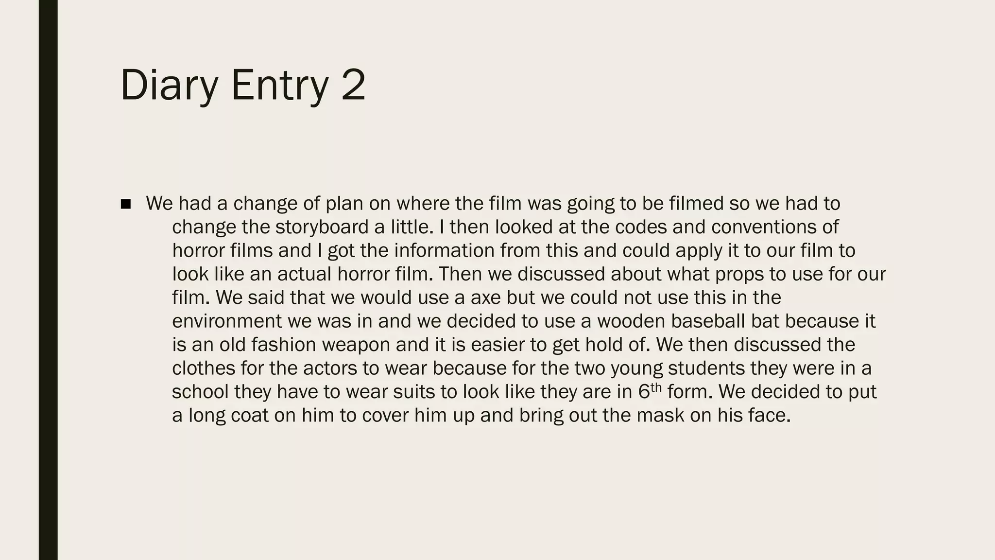 Film production diary | ODP