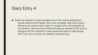 Film production diary | ODP | Video Production | Content Production