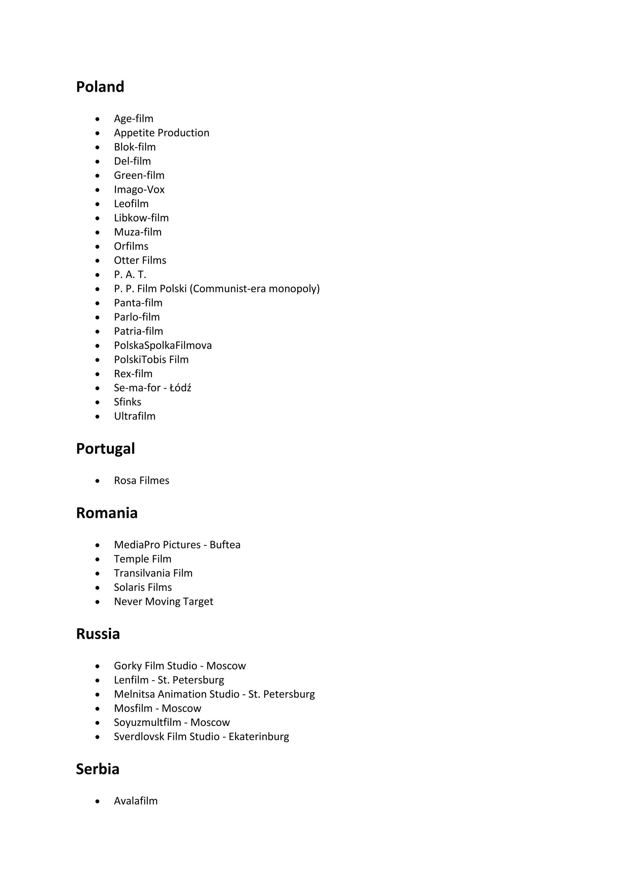 Existing Film Production names | DOCX