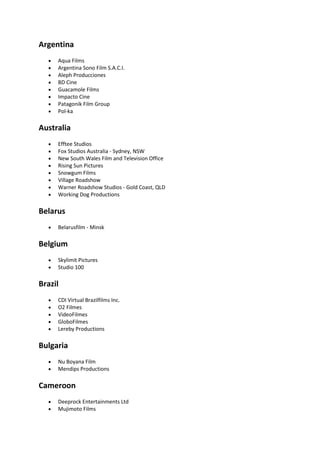 Existing Film Production names | DOCX