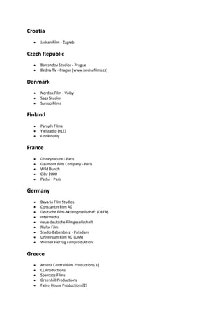 Existing Film Production names | DOCX