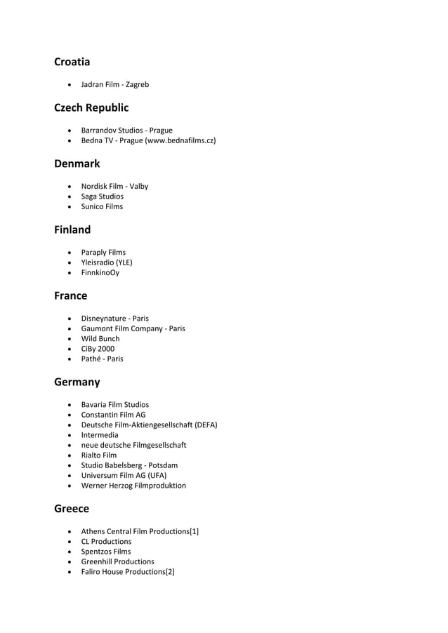 Existing Film Production names | DOCX