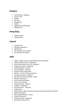 Existing Film Production names | DOCX