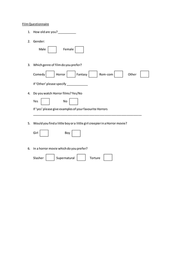 Film questionnaire | DOCX