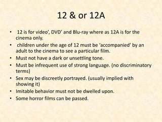 Film ratings 12 or 12A | PPT