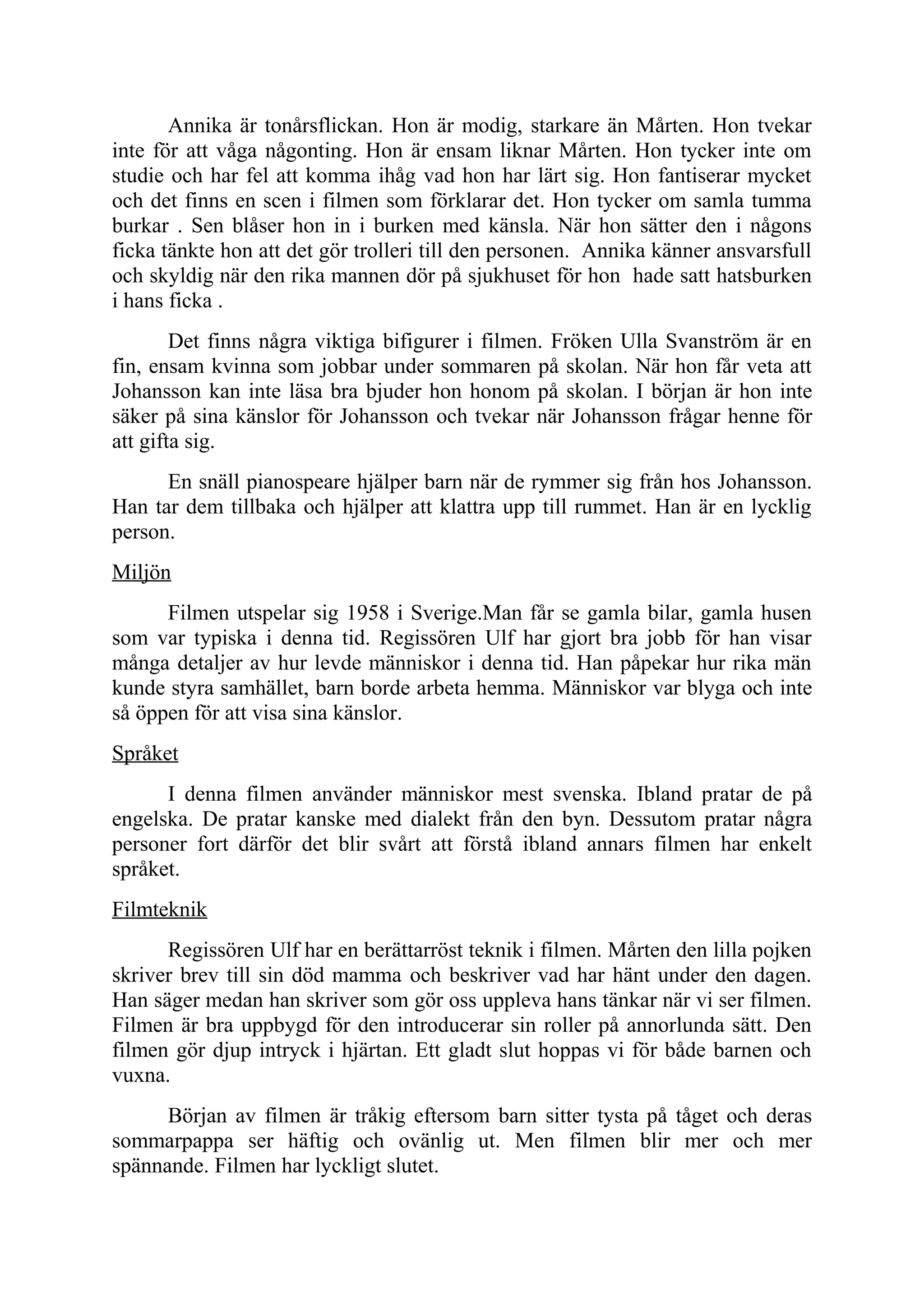 Film recension- Den Bästa Sommaren | PDF