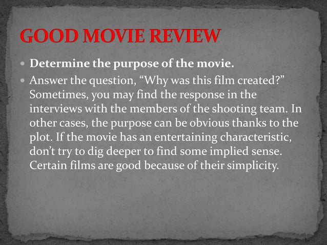 Film review | PPTX | Movies | Entertainment