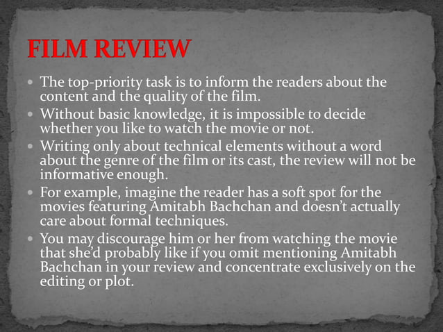 Film review | PPTX | Movies | Entertainment