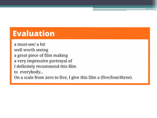 Film reviews. Some useful phrases. | PPTX