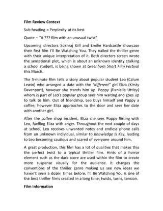 Film Review Context | PDF