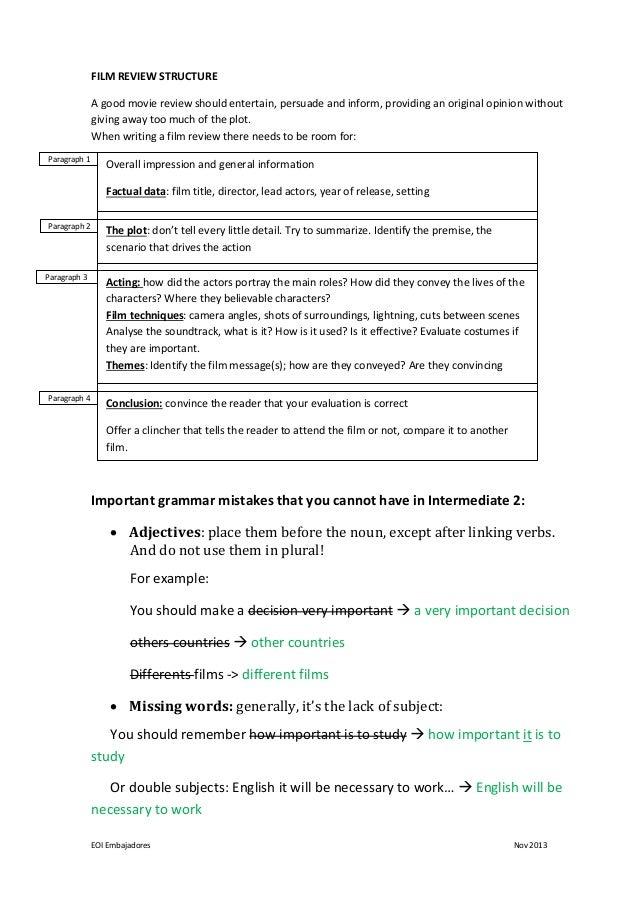 Film review feedback