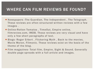 Film reviews | PPT