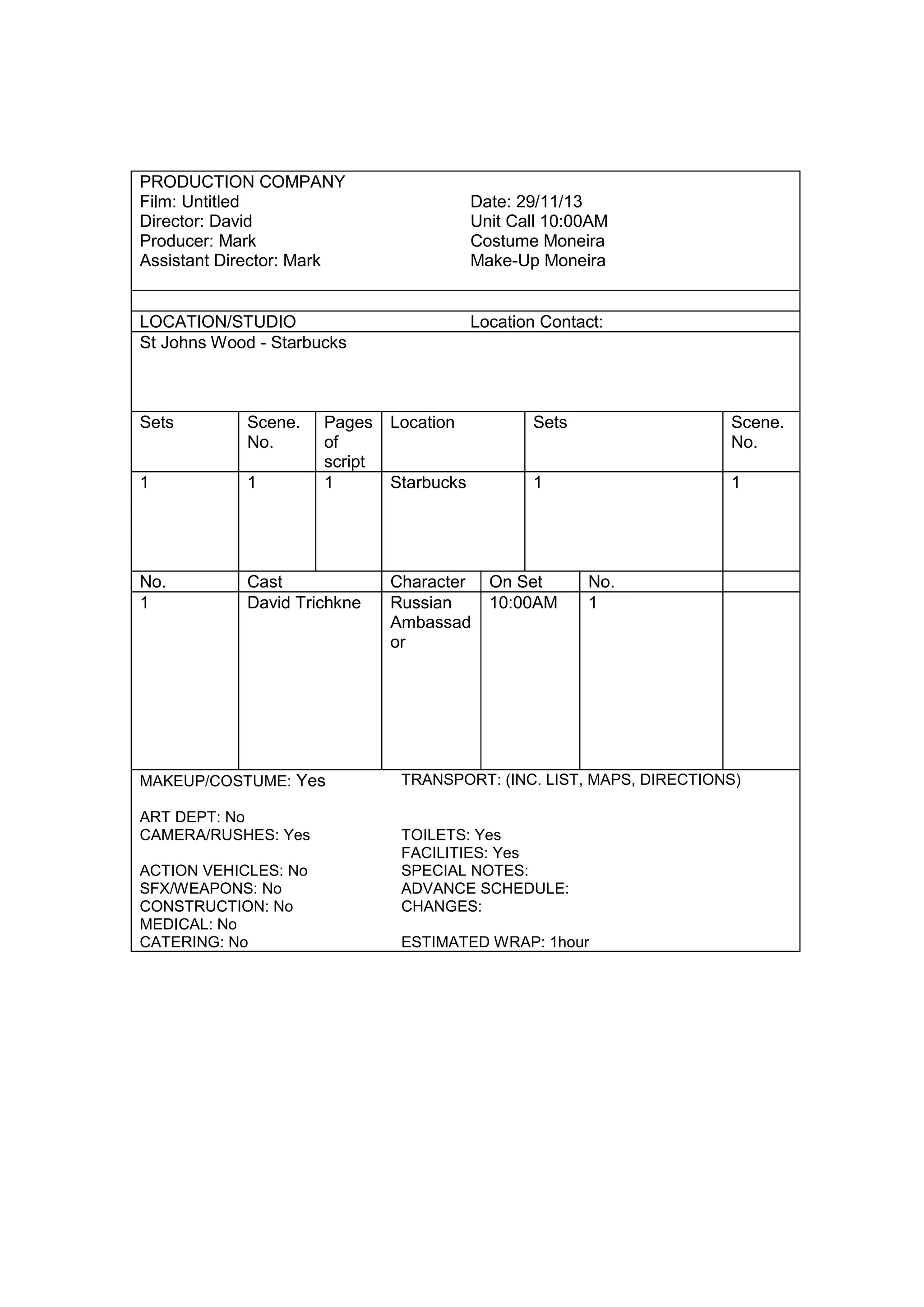 Film schedule | DOCX