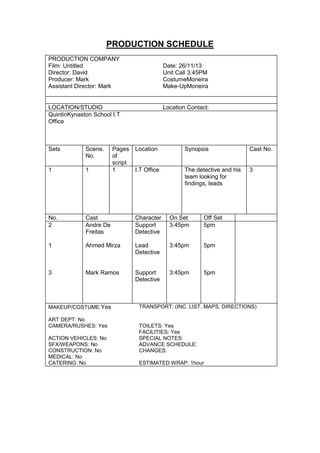 Film schedule | DOCX