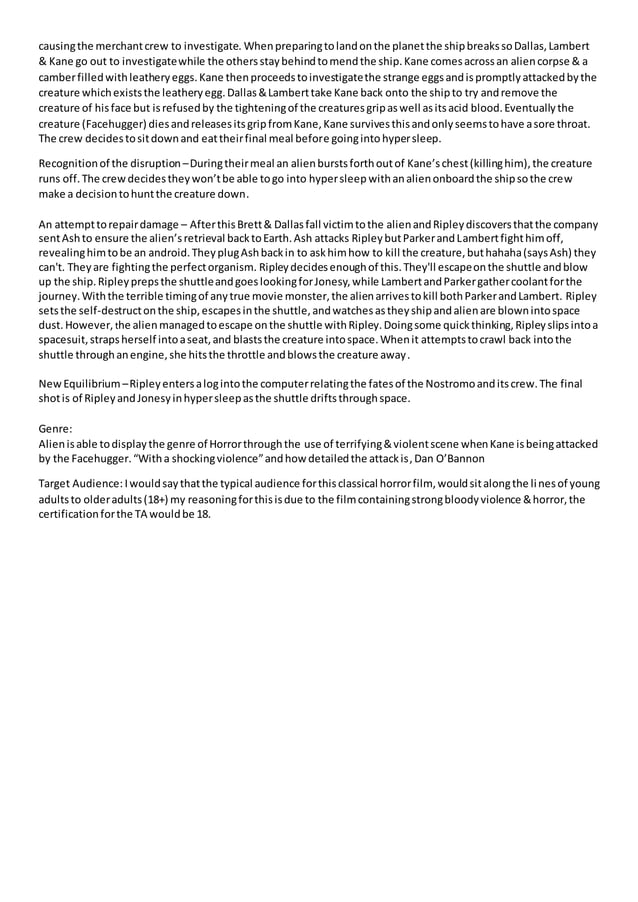 Film script analysis - alien | PDF