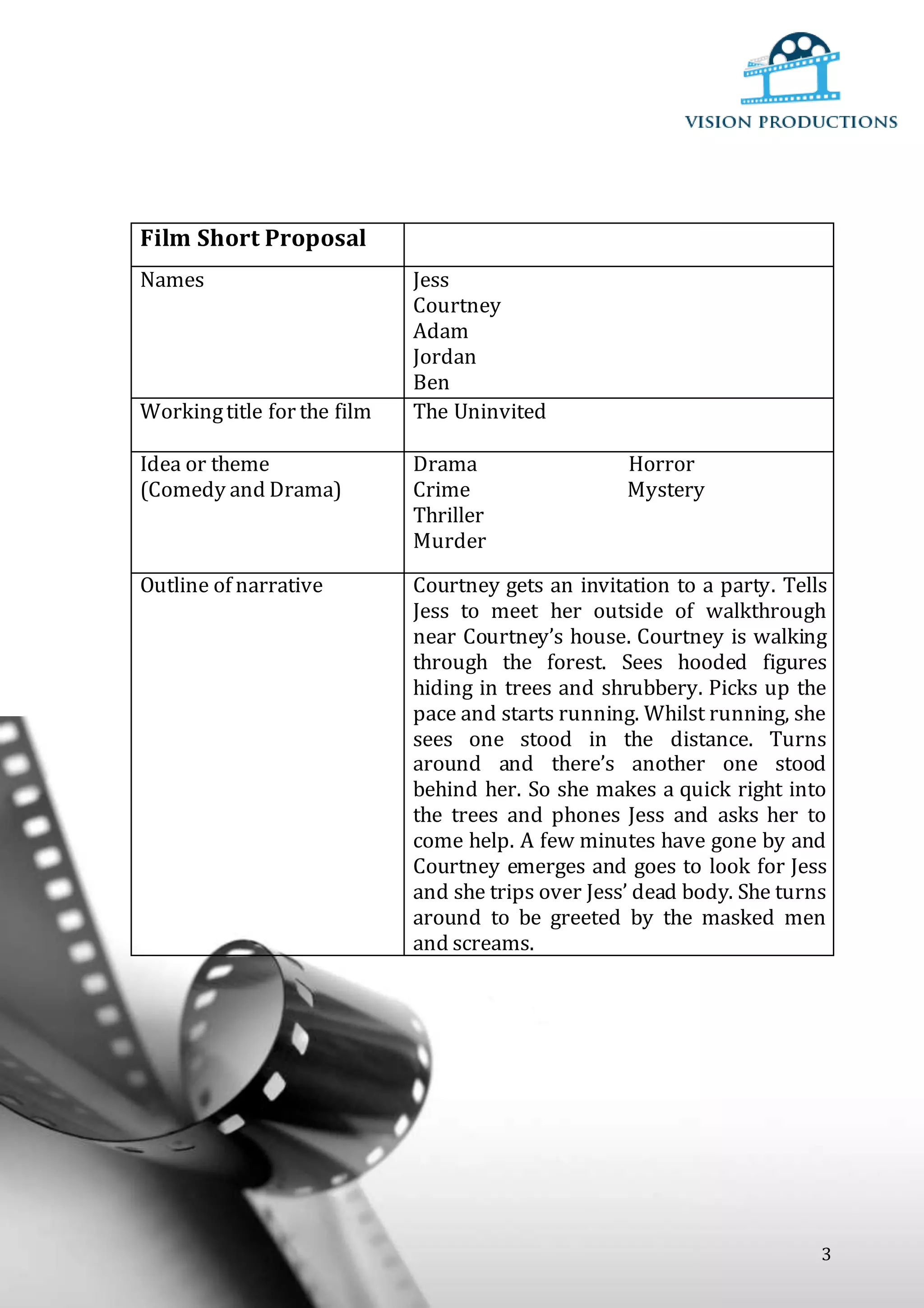 Film short proposal | DOCX