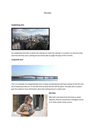 Film shots | DOCX | Photography | Arts and Crafts