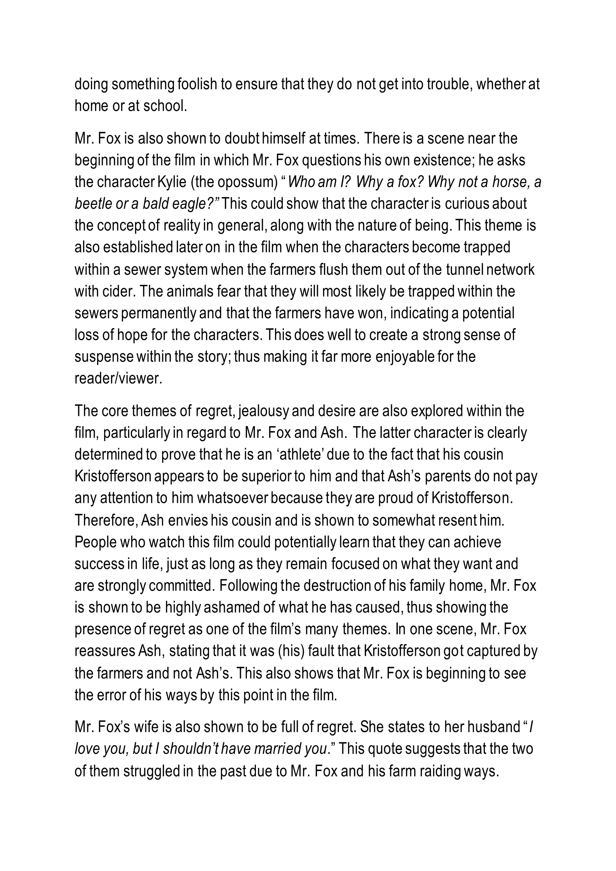 Film studies fantastic mr. fox | DOCX