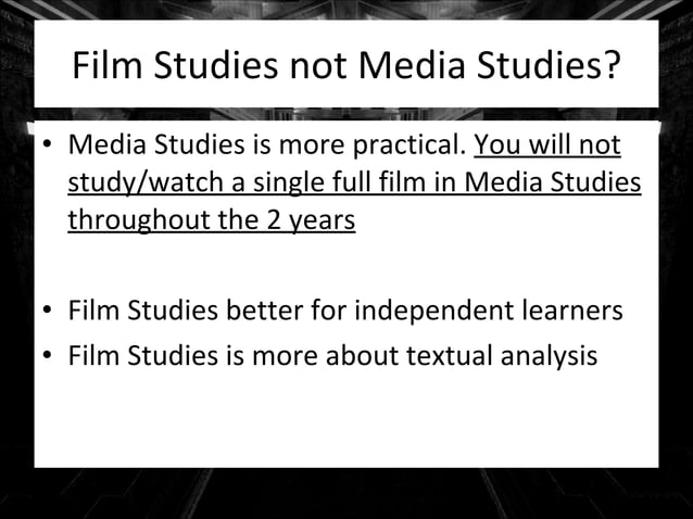 Film Studies Open Evening Presentation | PPT | Education