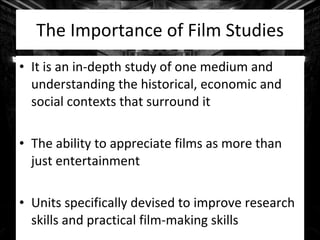 Film Studies Open Evening Presentation | PPT | Education