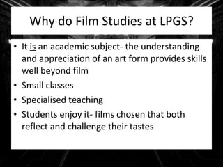 Film Studies Open Evening Presentation | PPT | Education