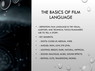 Film Studies Lesson 1. "Understanding how films tell stories visually" | PPTX