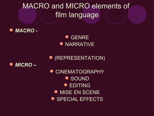 Film studies micro elements | PPT