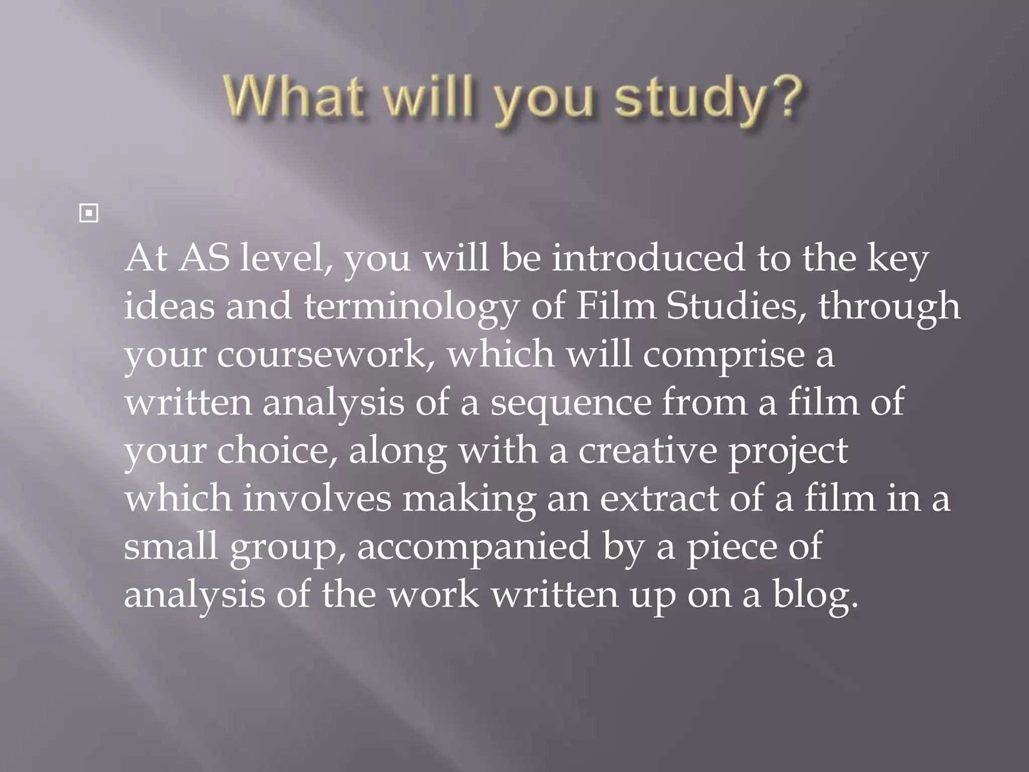 Film studies overview | PPTX