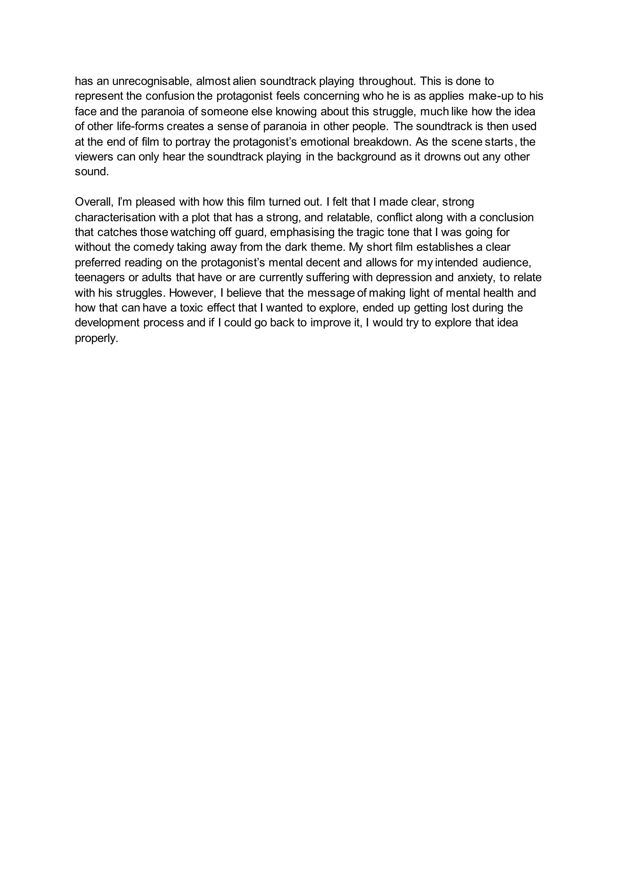 Film studies short film evaluation | DOCX