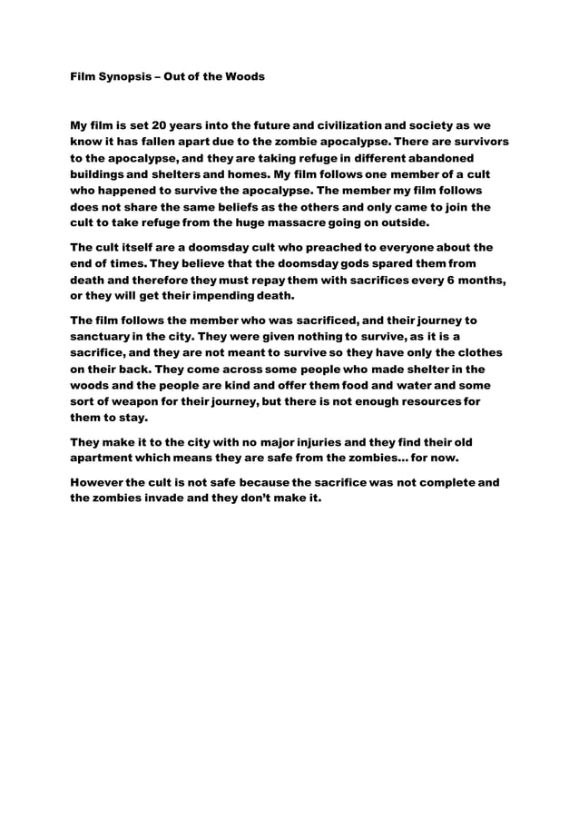 Film synopsis | DOCX | Movies | Entertainment