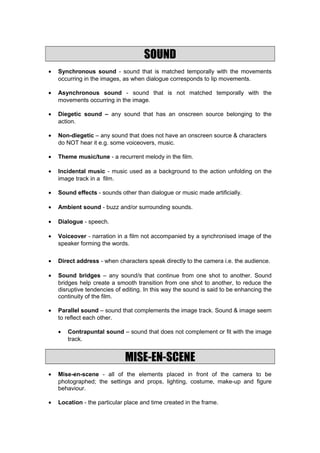 Film Terms Glossary | DOC | Photography | Arts and Crafts